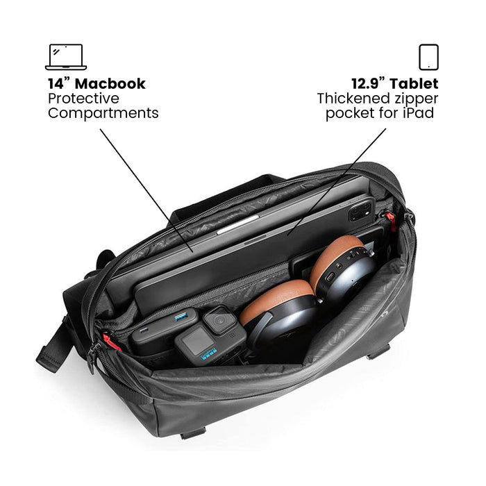 tomtoc 14 Inch Compact EDC Laptop Sling Bag - Black