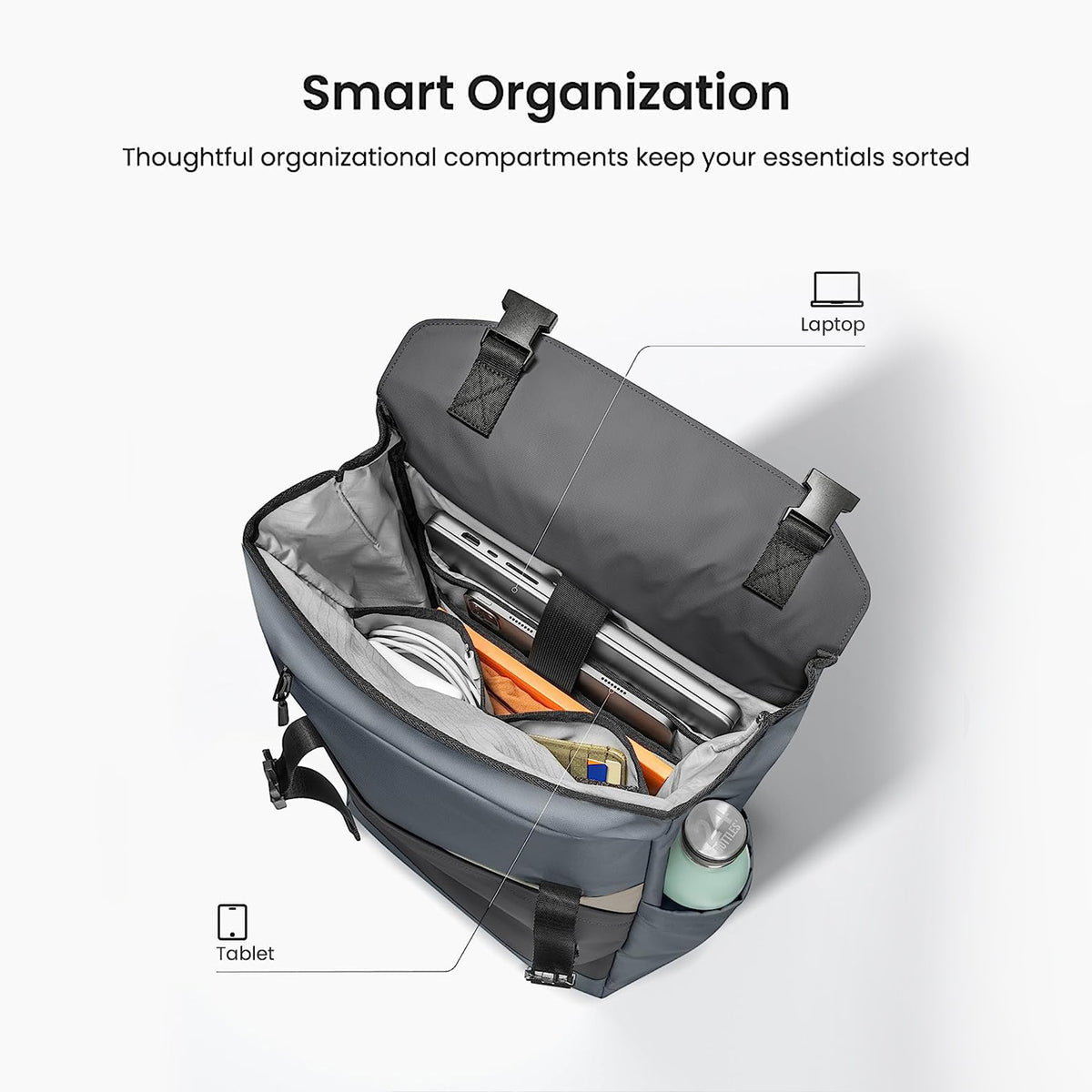 tomtoc 16 Inch Flap Lightweight & Water-Resistant Laptop Backpack - Tu