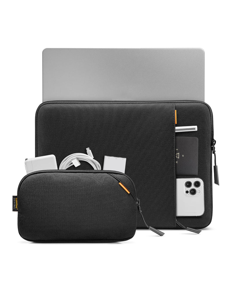 tomtoc 13 Inch Versatile 360 Protective Laptop Sleeve with Pouch - Bla