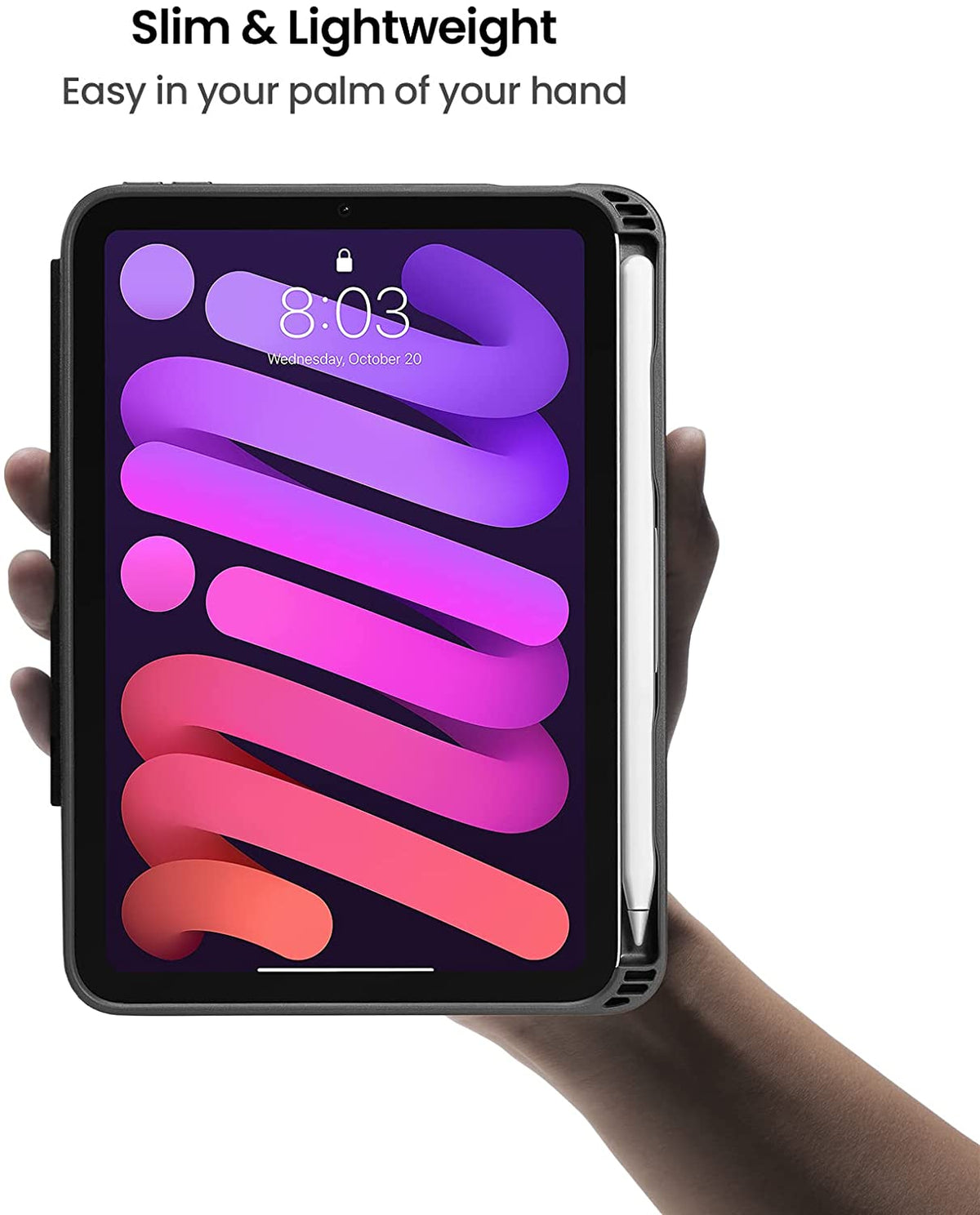 tomtoc Trifold Vertical Case - iPad Mini 6 2021 - Black