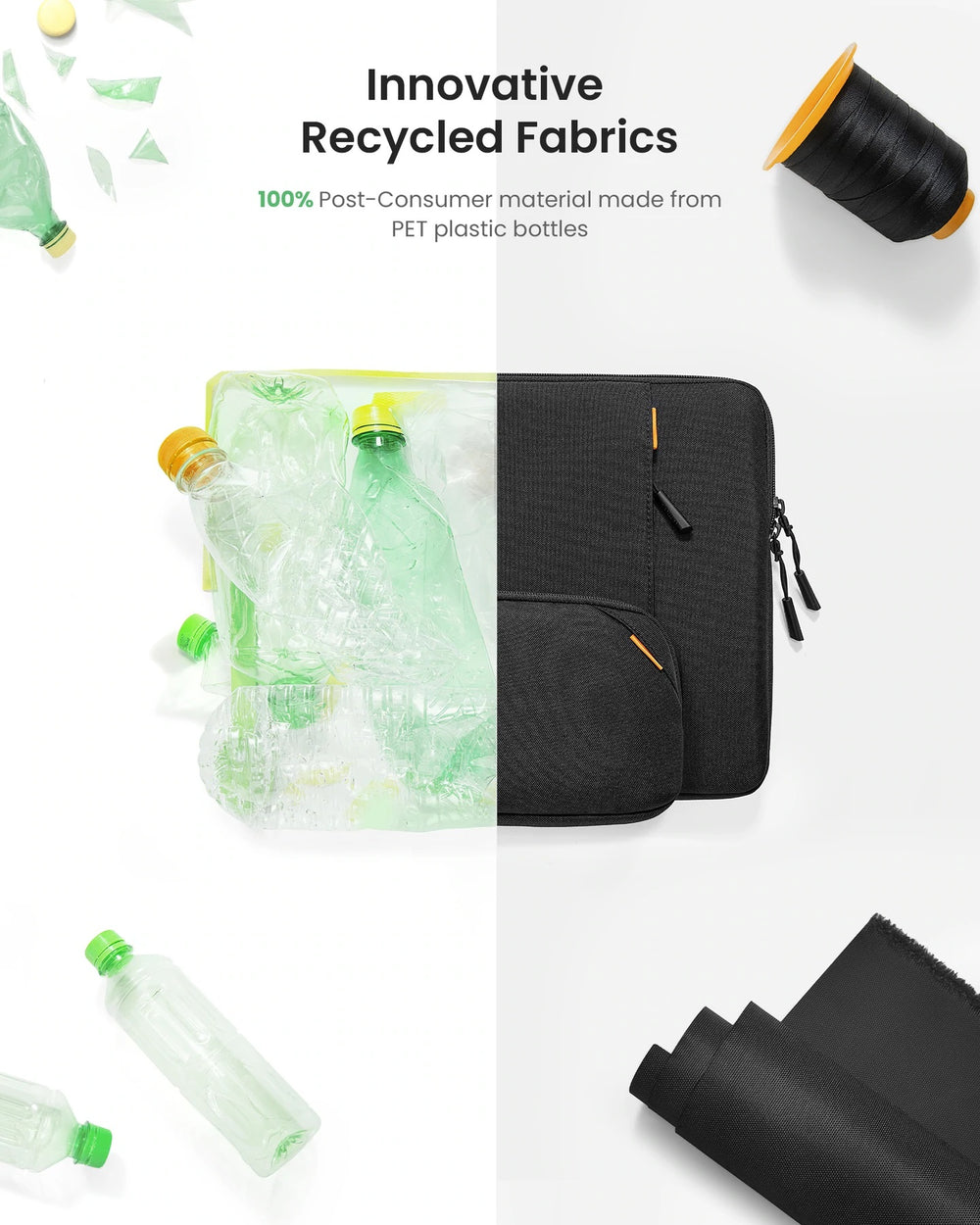 tomtoc 13 Inch Versatile 360 Protective Laptop Sleeve with Pouch - Bla